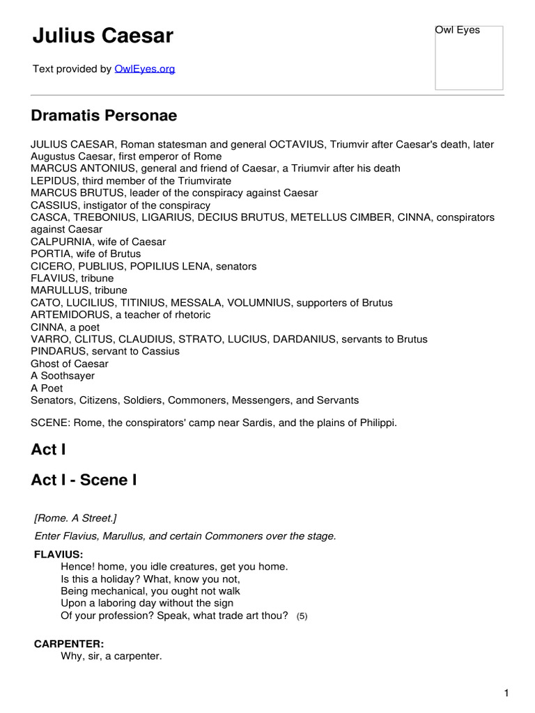 Text of Julius Caesar Analysis | PDF | Julius Caesar | Roman Republic