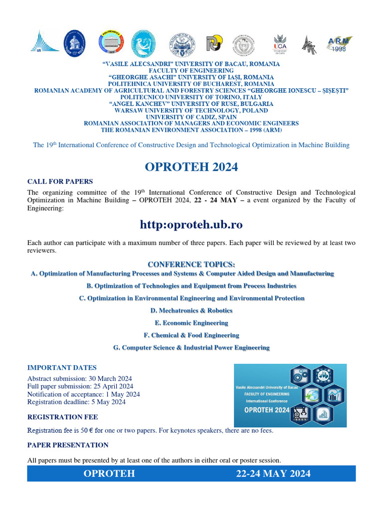 Invitation OPROTEH 2024 | PDF | Mechanical Engineering | Romania