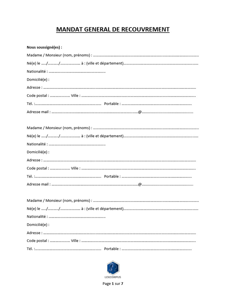 Mandat Recouvrement | PDF
