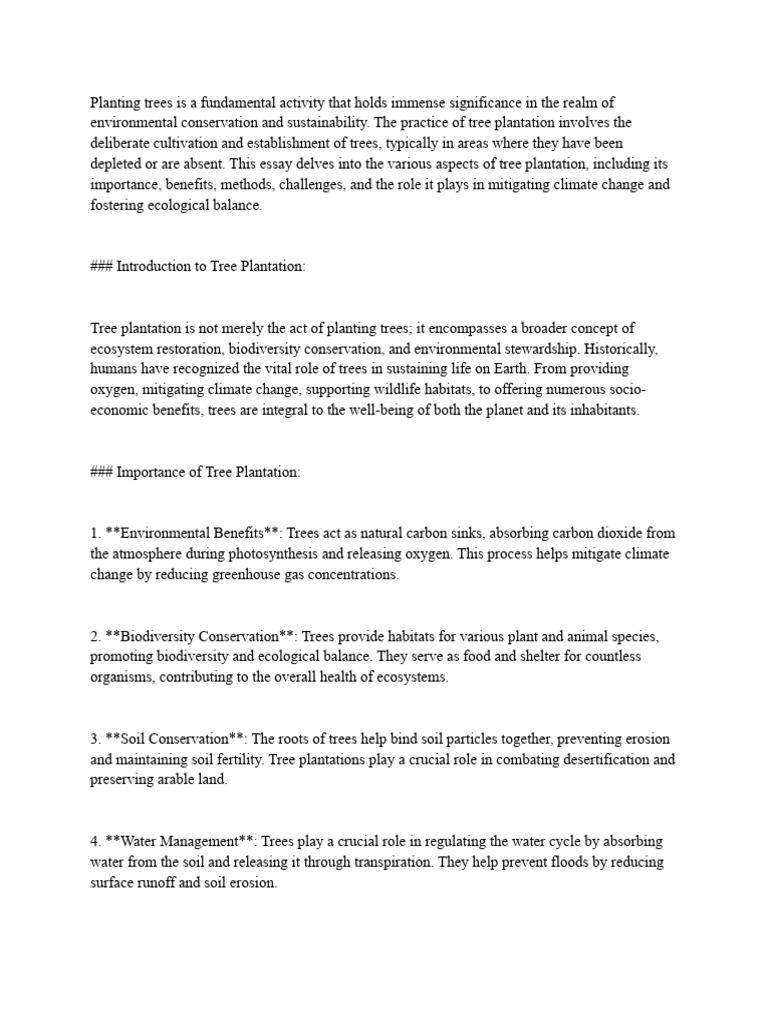Tree plantation essay | PDF | Climate Change Mitigation | Agriculture