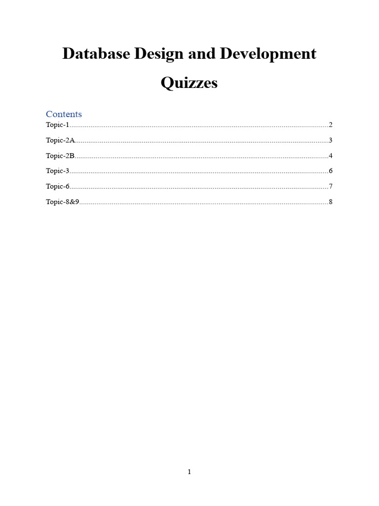 Database Design and Development Quizzes | PDF | Databases | Relational Database