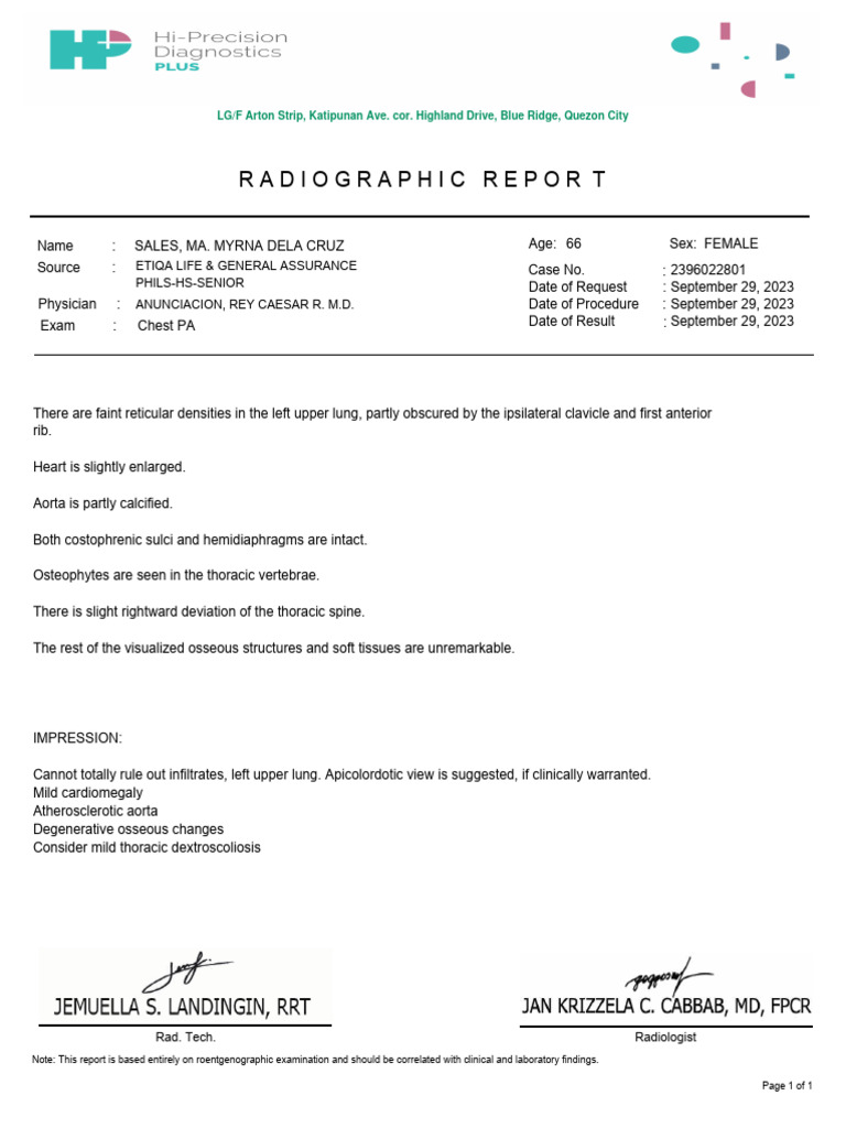 Chest X-Ray Report Summary | PDF | Self-Improvement