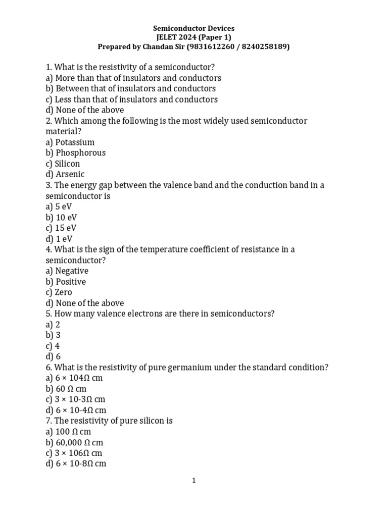 Semiconductor Devices (Paper 1) | PDF | Semiconductors | Amplifier