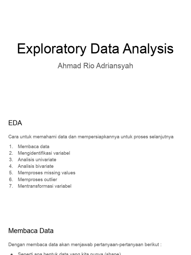 Tahapan dalam Exploratory Data Analysis | PDF
