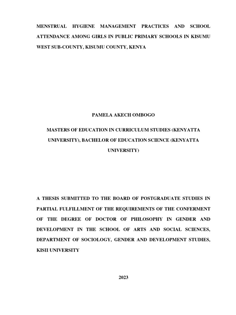 Menstrual Hygiene Management Practices And School 240322 172421 Pdf