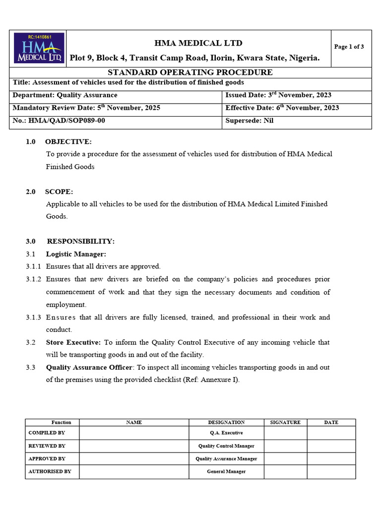 089-Assessment of Vehicles Used For The Distribution of Finished Goods ...