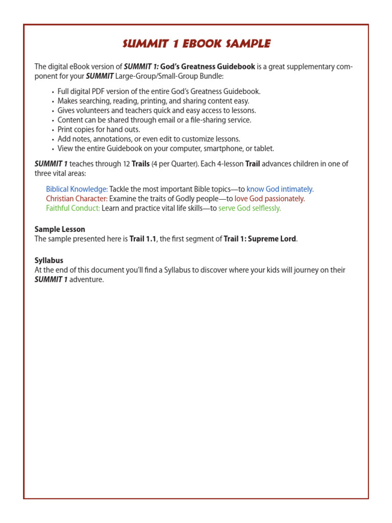 SUMMIT1 Trail 1-1 Guidebook Sample | PDF | God The Father | Trinity