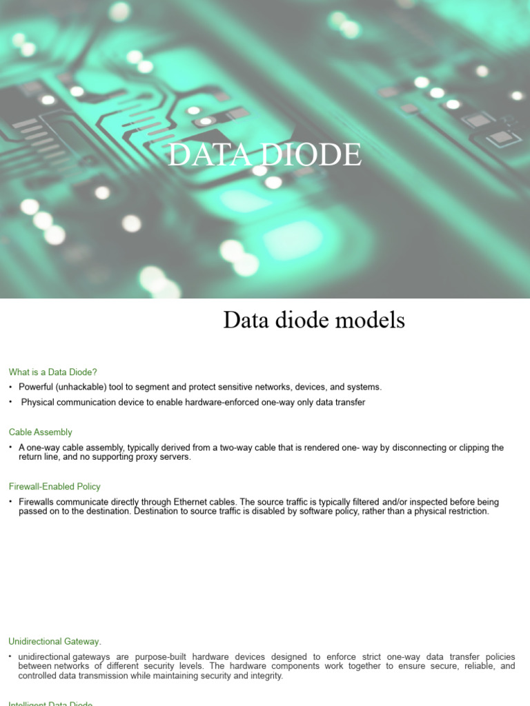 Data Diode -Presentation | PDF | Computer Network | Asynchronous Transfer Mode