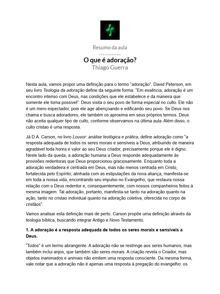 O Que e Adoracao | PDF | Deus | Culto cristão O Que e Adoracao | PDF | Deus | Culto cristão