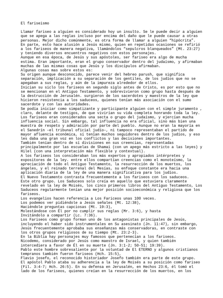 Fariseismo | PDF | Fariseos | Jesús