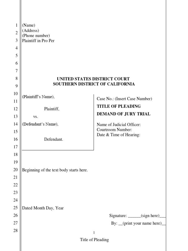 California Pleading Paper Template | PDF | Law