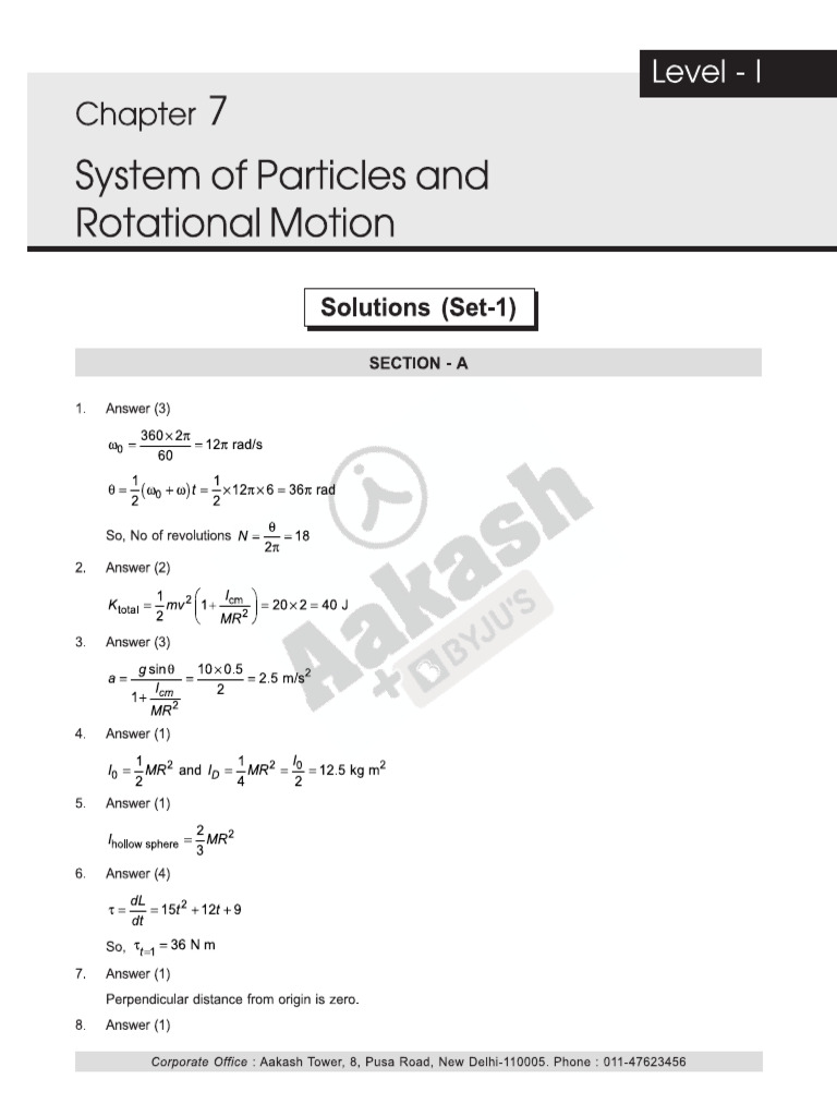 L1 - Ch-6 - Sol - Set-1 - Rotational Mech | PDF
