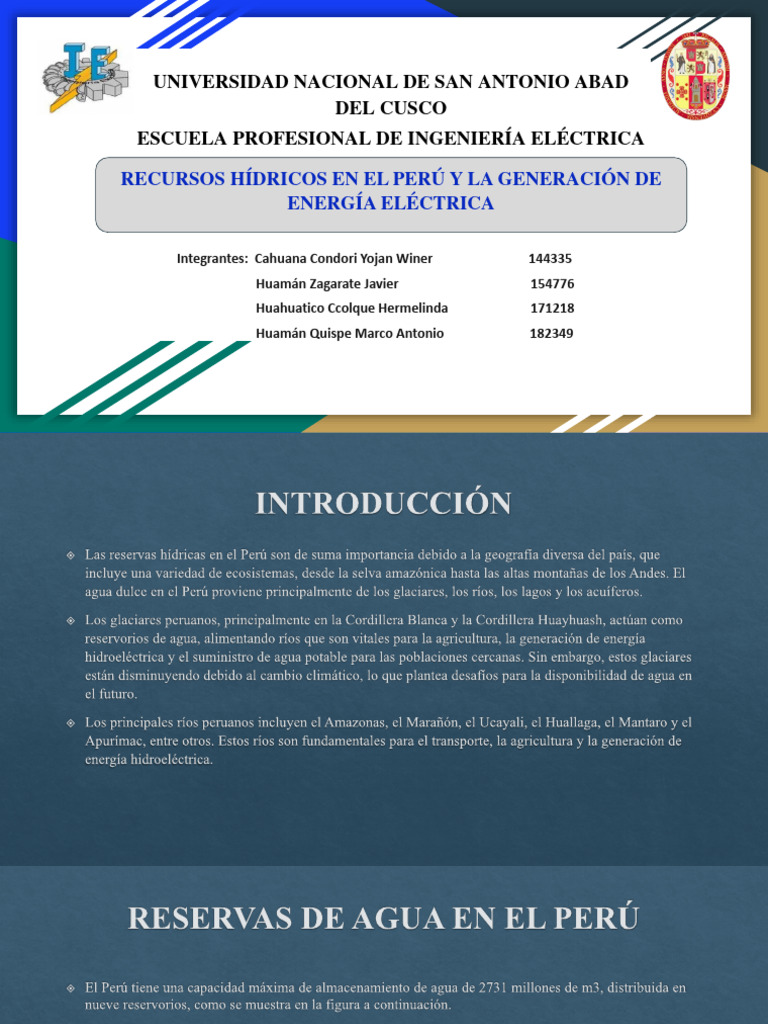 Recurso Hidricos en El Peru y Generacion de Energia Electrica | PDF | Hidroelectricidad ...