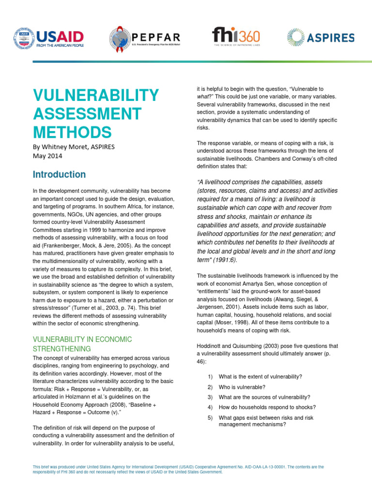 Vulnerability Assessment Methods Pdf Vulnerability Risk