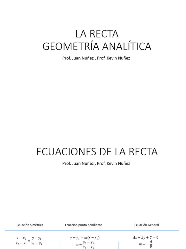 La Recta - Geometria Analitica | PDF | Línea (geometría) | Pendiente