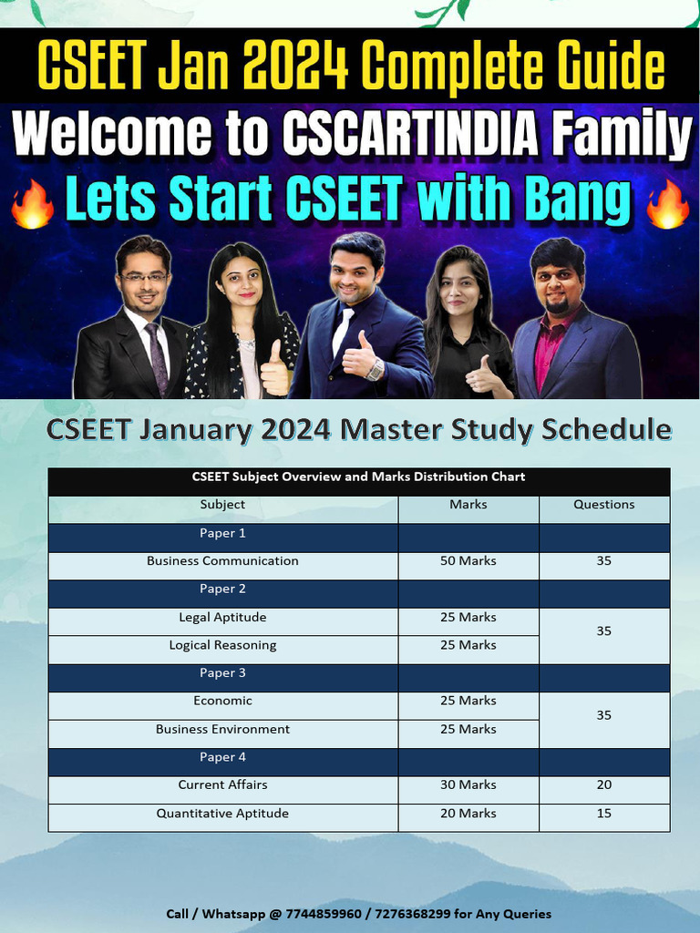 CSEET Study Plan and Marks Overview | PDF | Communication | Economics
