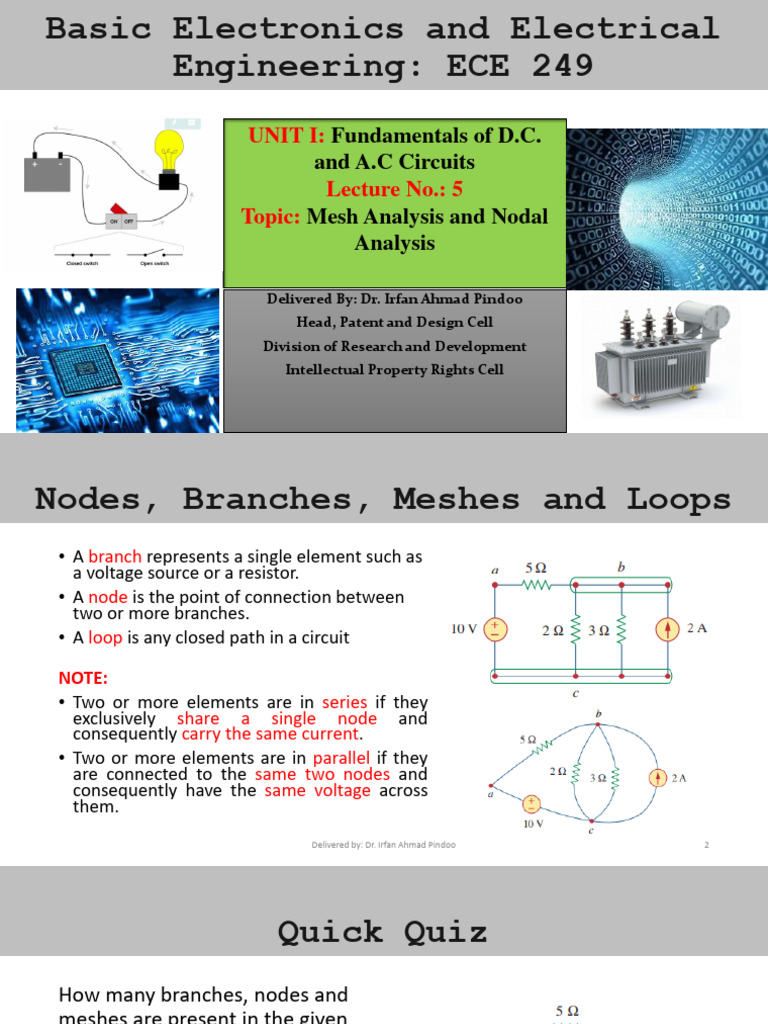 Unit1 - Lectures 5 To 6 | PDF | Electrical Network | Voltage