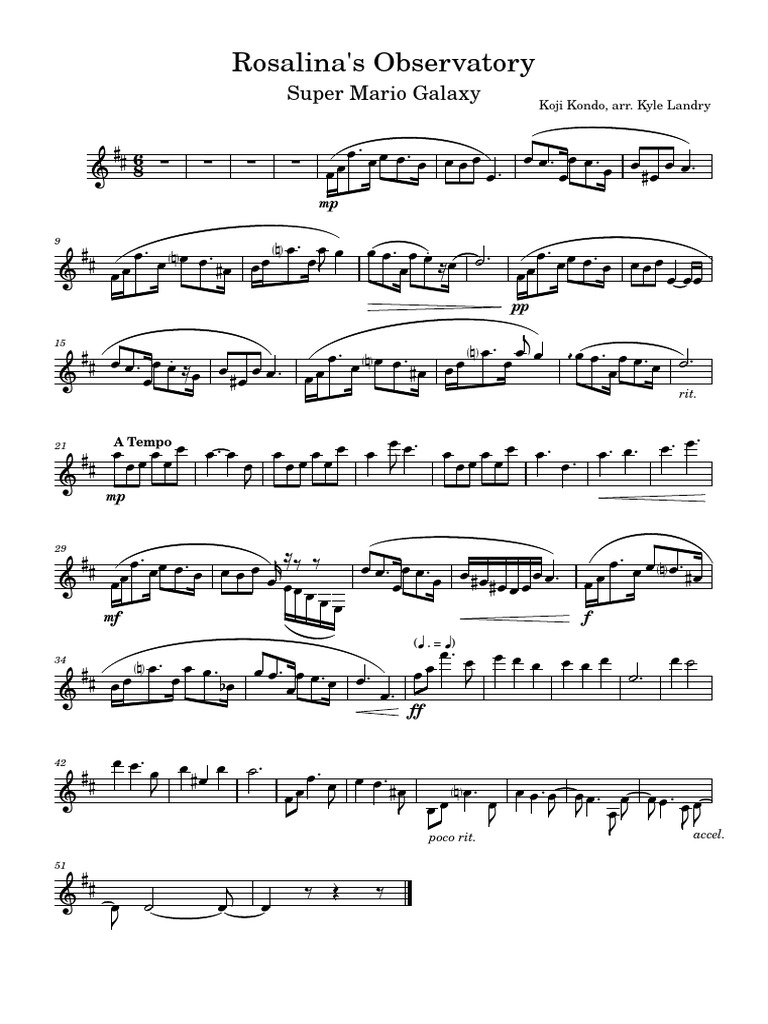 Rosalina's Observatory Piano Sheet Music | PDF | Video Game Companies ...