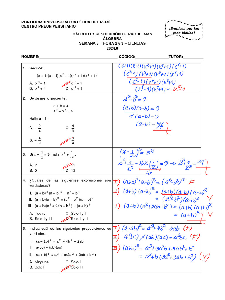 Resolución de CRP Álgebra | PDF | Matemáticas | Álgebra