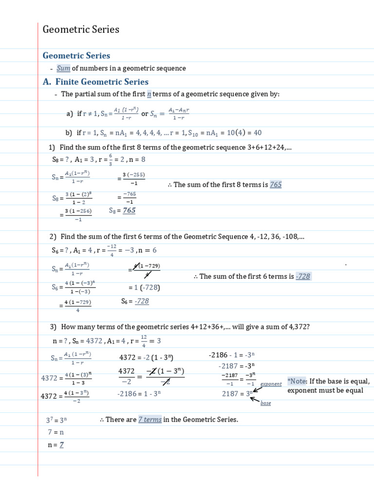 Geometric Series | PDF | Abstract Algebra | Arithmetic