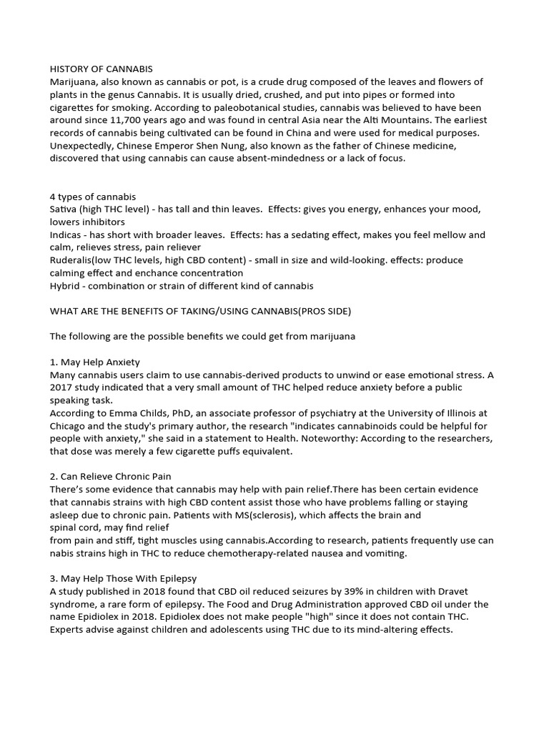 HISTORY OF CANNABIS | PDF | Medical Cannabis | Cannabis