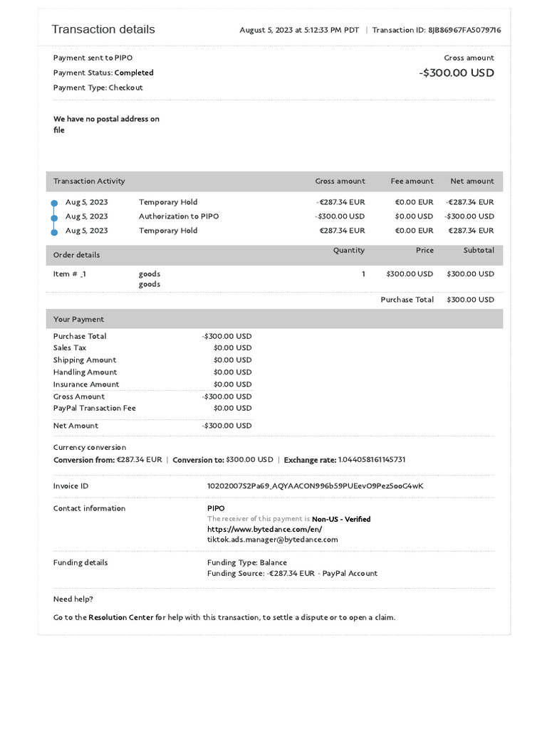 Transaction Details - PayPal | PDF | Pay Pal | United States Dollar