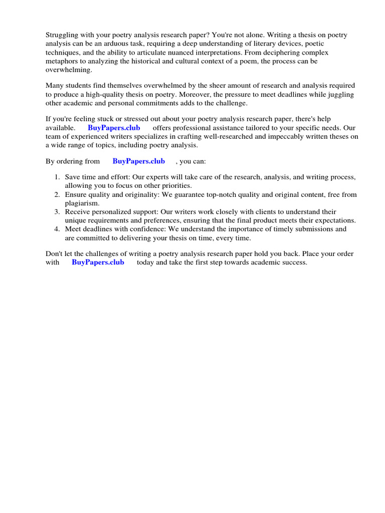 Poetry Analysis Research Paper | PDF | Poetry | Essays