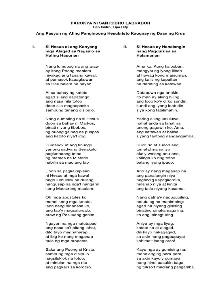 Ang Pasyon NG Ating Panginoong Hesukristo Kaugnay NG Daan NG Krus | PDF
