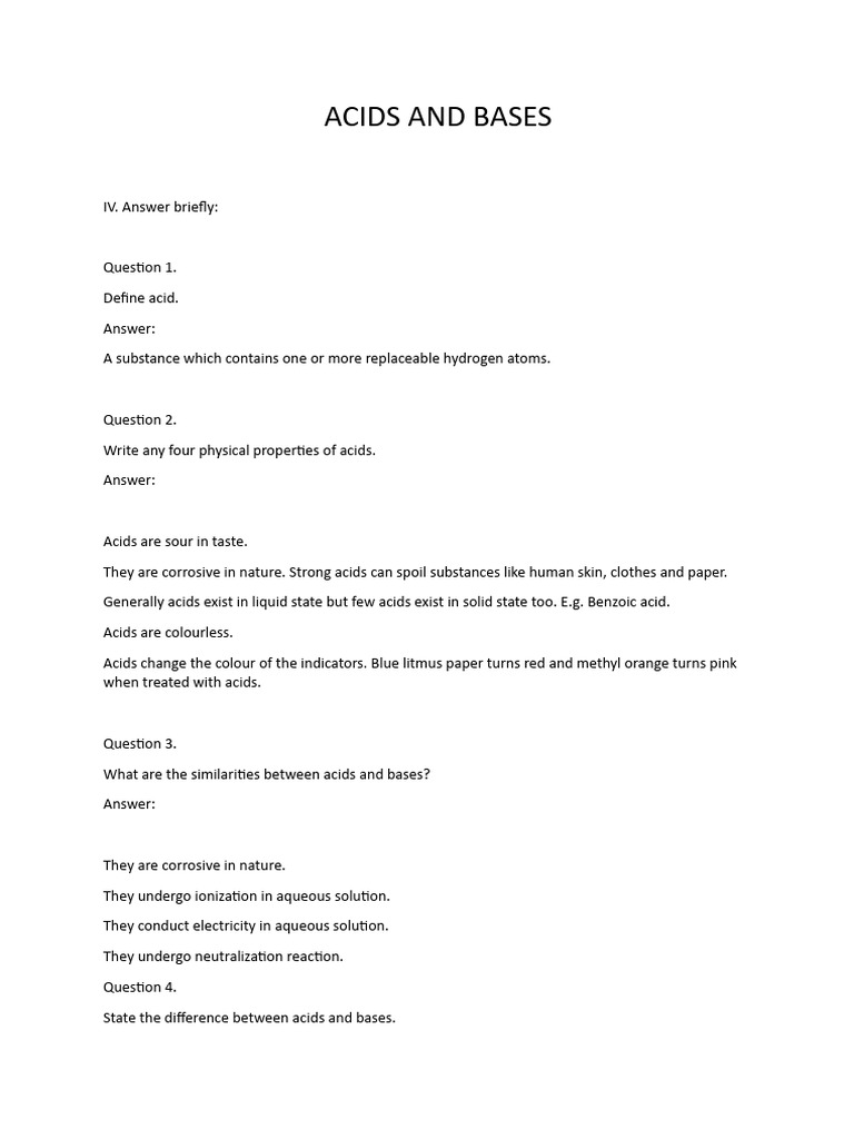 Acids And Bases Pdf Acid Molecules