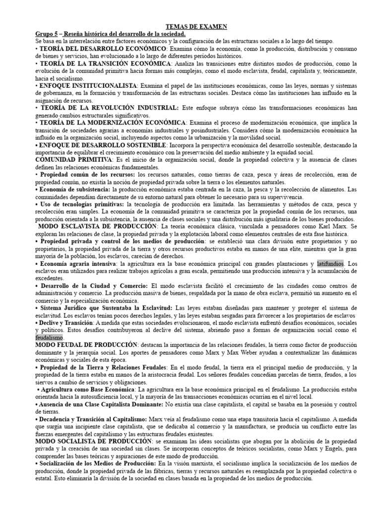 Temas de Examen | PDF | Capital (economía) | Capitalismo