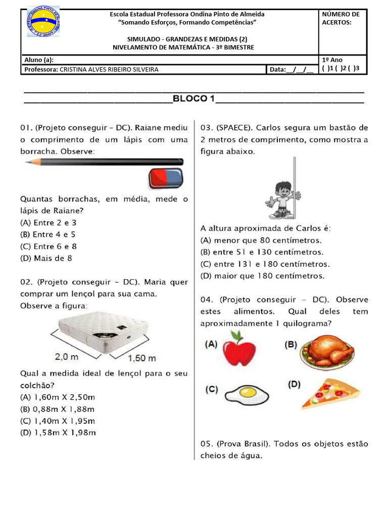 Simulado - Grandezas e Medidas 2 | PDF