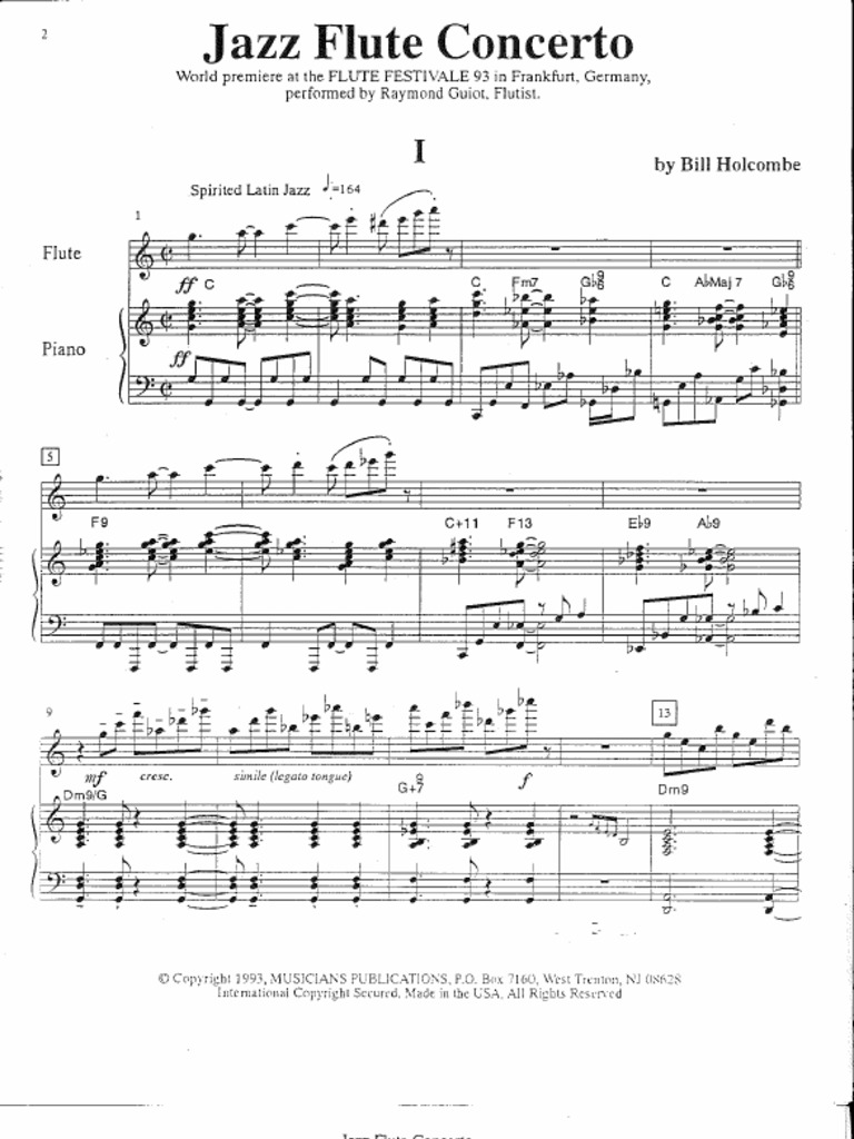 Jazz Flute Concerto-Piano | PDF