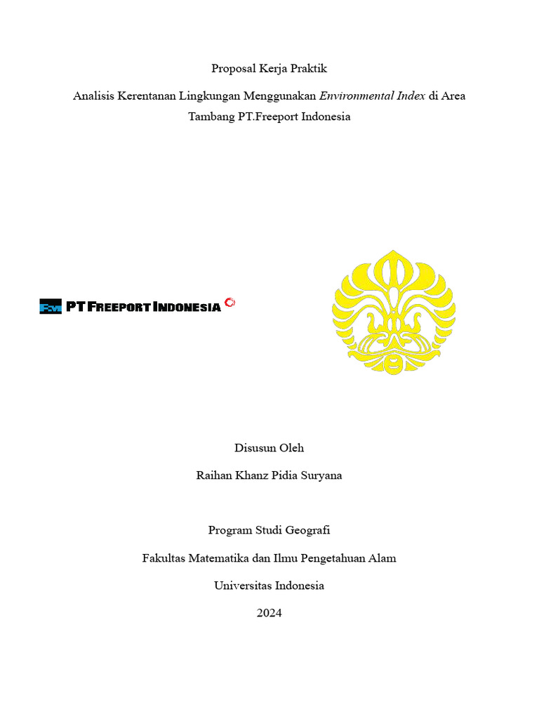Raihan Khanz - Proposal Kerja Praktek - PTFI | PDF