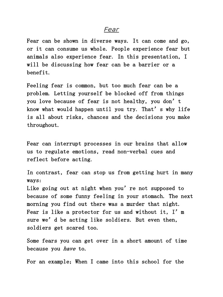 Understanding Fear: Its Impact and Balance | PDF