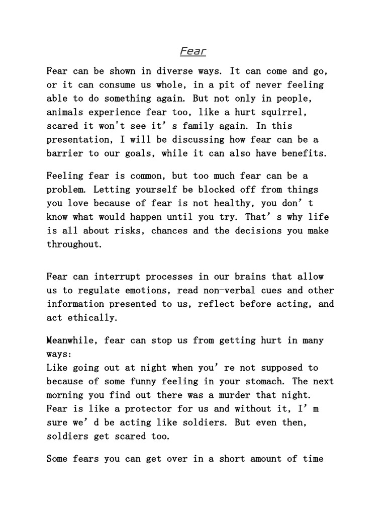 Fear Pdf Fear Feeling