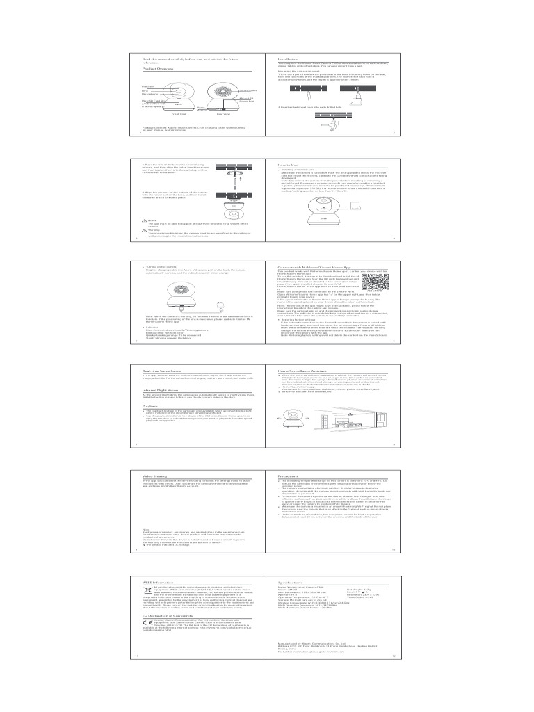Xiaomi Smart Camera C300-User Manual-1 | PDF | Camera | Wi Fi