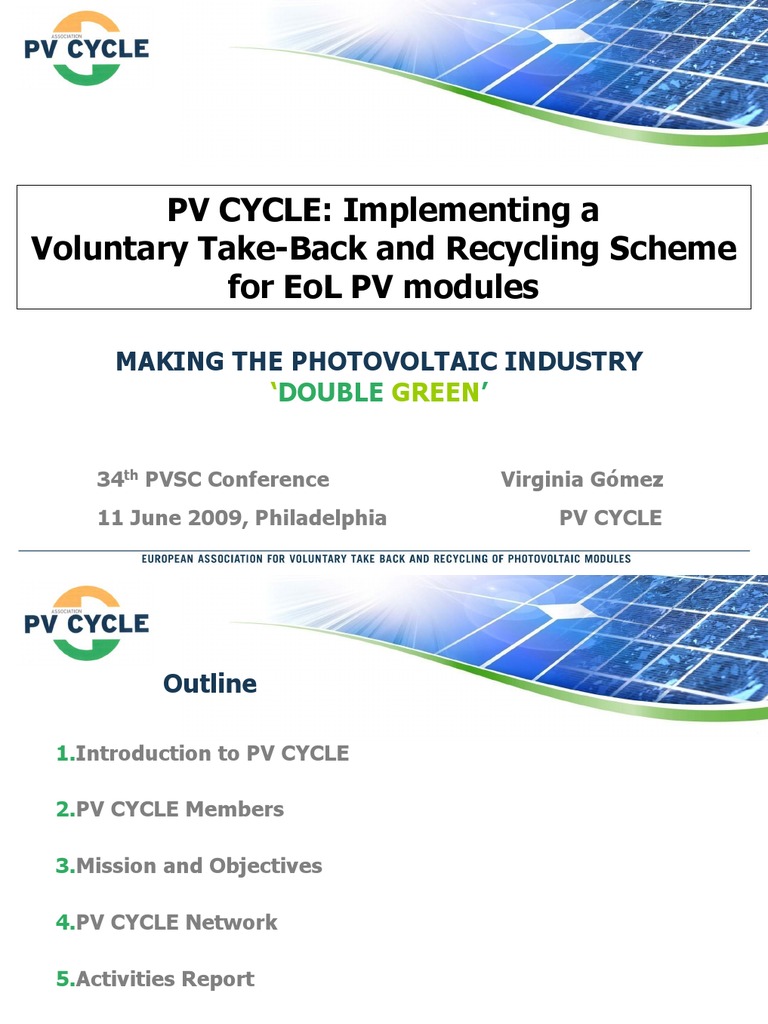 PV Cycle: Implementing A Voluntary Take-Back and Recycling Scheme For ...