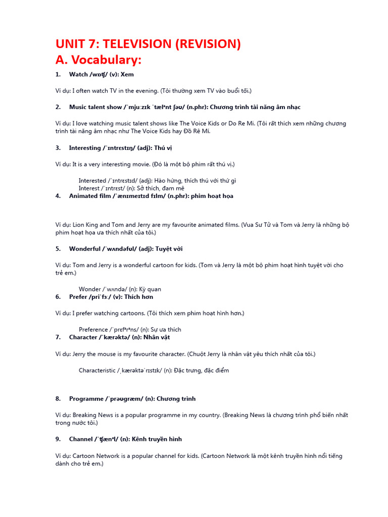 UNIT 7 Revision | PDF