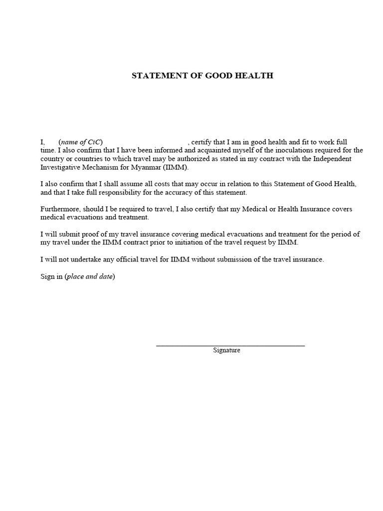 Statement of Self-Certification For CiC | PDF