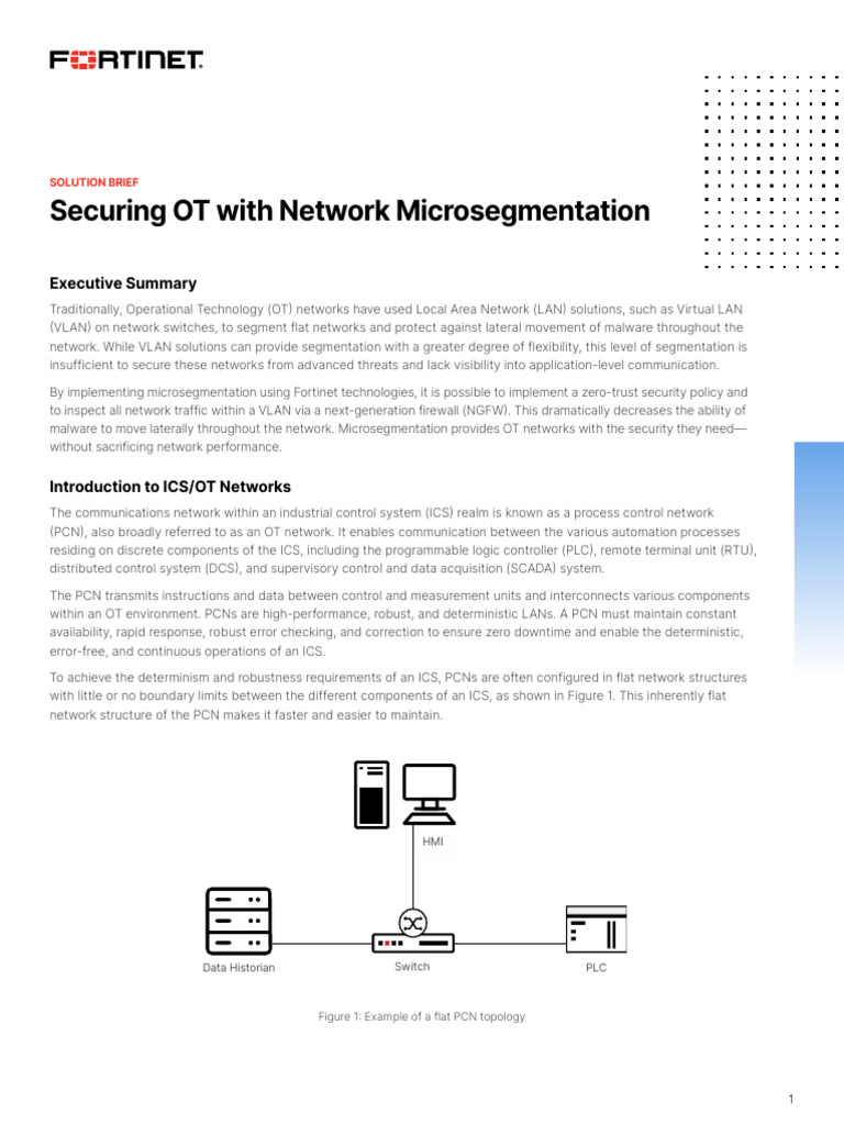 Fortinet Securing Ot With Network Microsegmentation Pdf Computer Network Internet Of Things