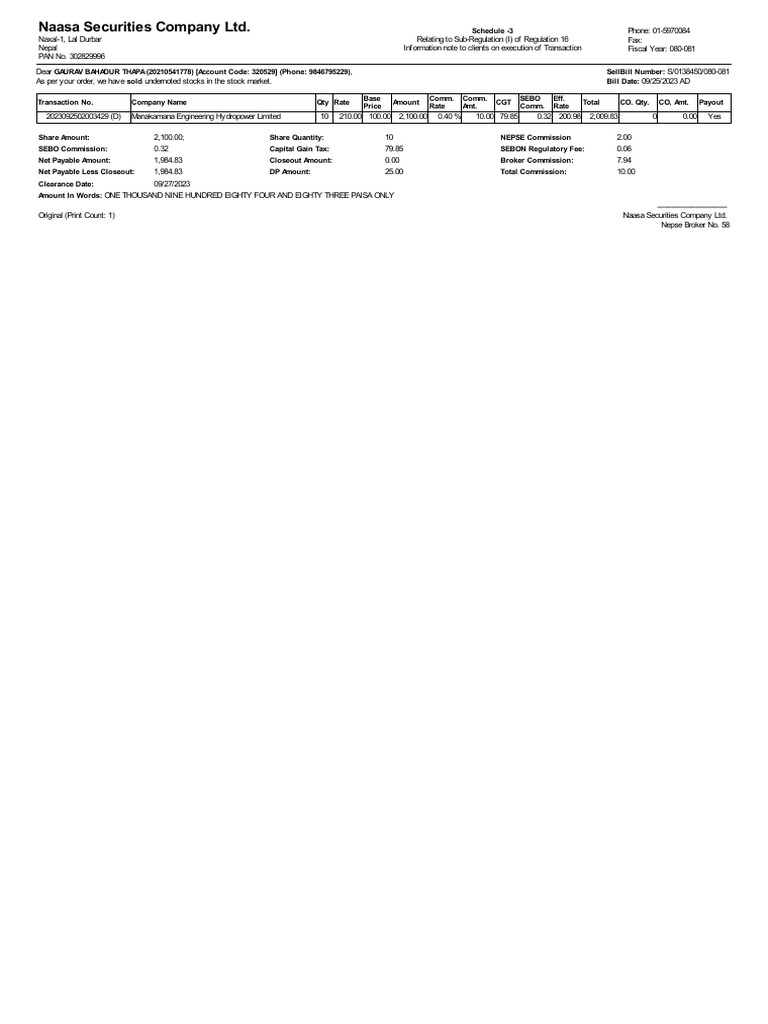 Naasa Securities Company LTD | PDF | Corporations | Market (Economics)