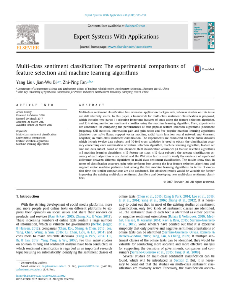 1 s2.0 S0957417417301951 Main | PDF | Statistical Classification | Support Vector Machine