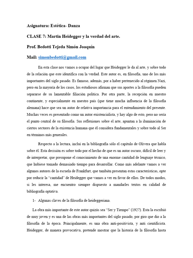 Heidegger y la verdad en el arte | PDF | Martin Heidegger | Verdad