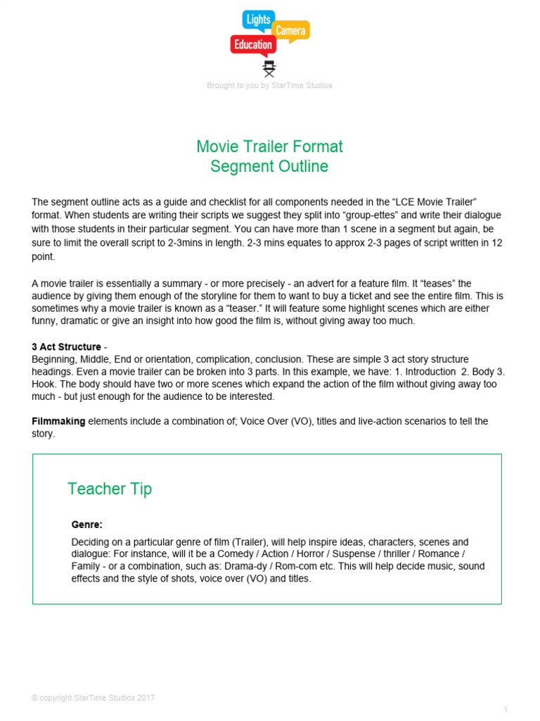 Segment Outline LCE Movie Trailer Master 3 | PDF | Thriller (Genre)
