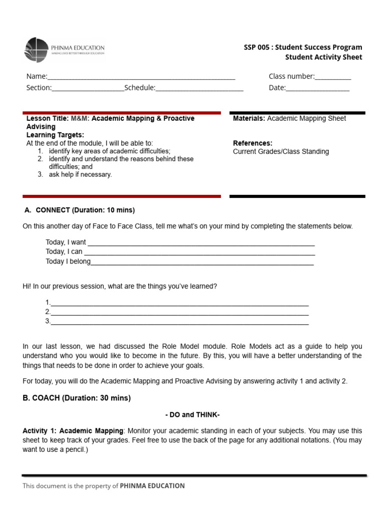 SSP 005 - Academic Mapping and Proactive Advising - Sas | PDF | Cognitive Science | Behavior ...