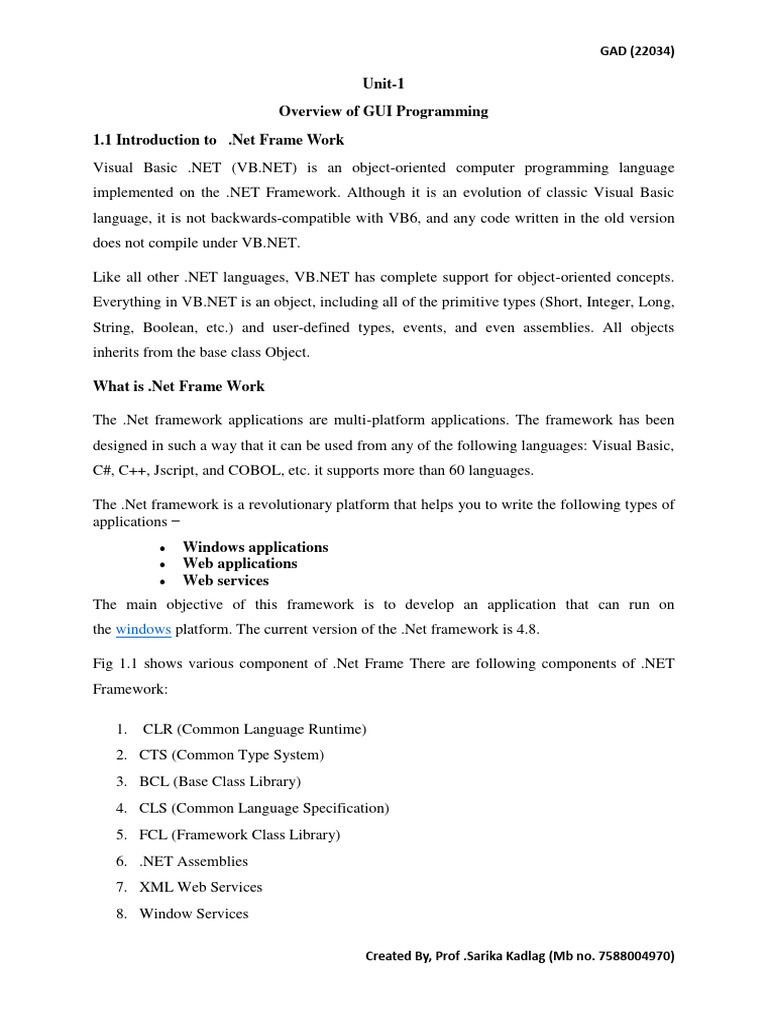 Gad Notes Pdf Class Computer Programming Inheritance Object Oriented Programming 5275