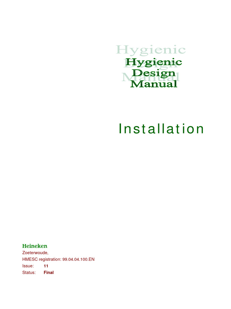 Hygienic Design Manual | PDF | Stainless Steel | Hygiene