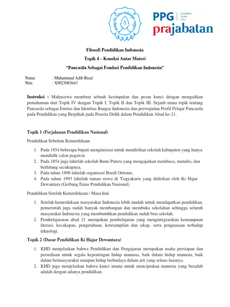 Muh Adib Rizal Koneksi Antar Materi Topik 4 | PDF