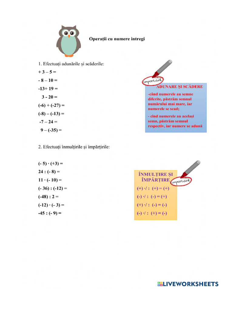 Operatii Cu NR Intregi | PDF