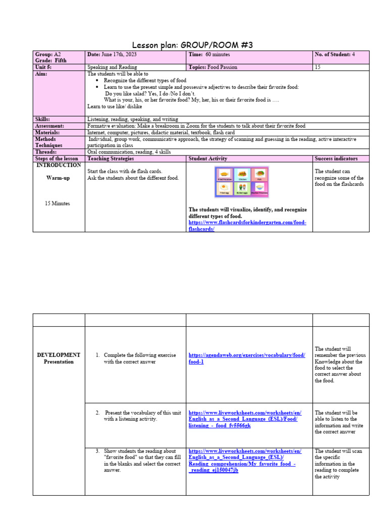 Lesson Planning | PDF | Flashcard | Learning